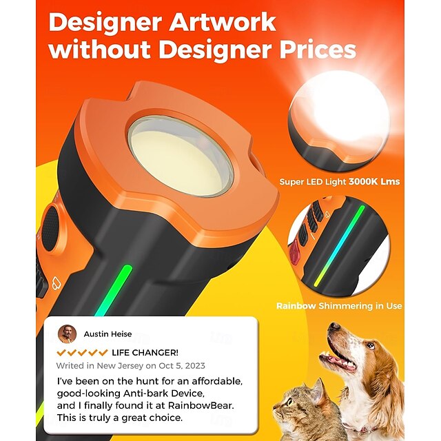 Koiran koulutus Sonic-kuoren torjunta-aineet LED-valo Ultraääni Sonic ...