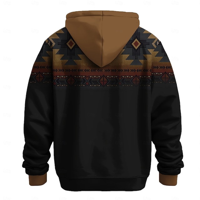 Men's Aztec Hoodies Sweatshirt Ethnic Cowboy Long Sleeve Crew Neck ...