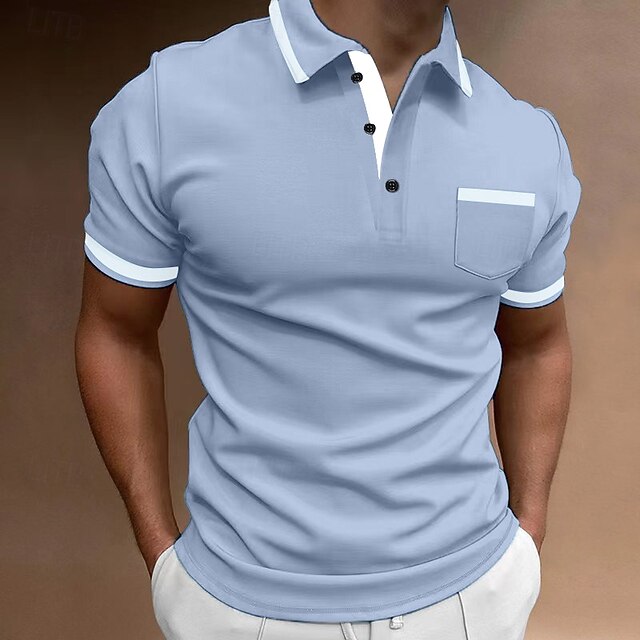 Men's Polo Shirts Golf Shirt Casual Sports Lapel Short Sleeve Fashion ...