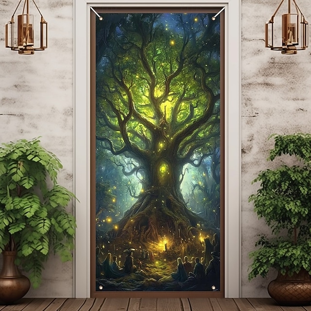 Tree of Life Door Covers Mural Decor Door Tapestry Door Curtain ...
