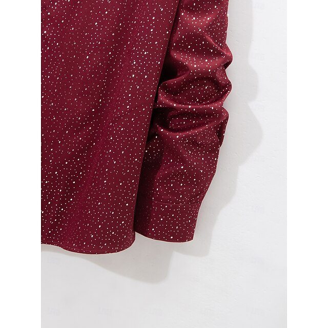 Men's Shirt Dress Shirt Button Up Shirt Polka Dot Casual Daily White ...