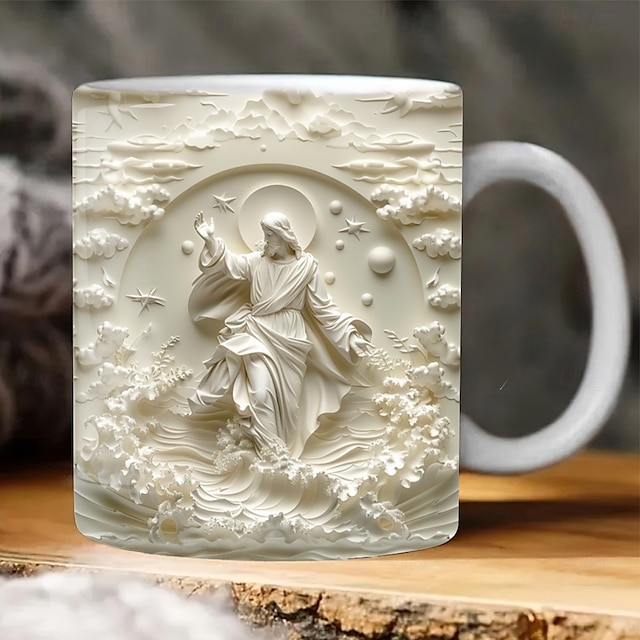 3D Jesus Mug 3D Print Coffee Cup Mug Gift for Christians White Ceramics ...