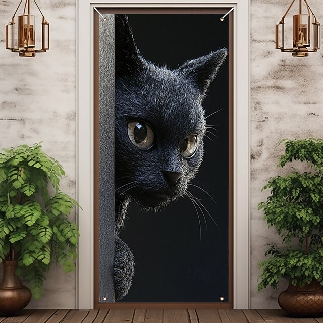 Cute Cats Door Decorations Door Covers Animal Hide and Seek Door ...