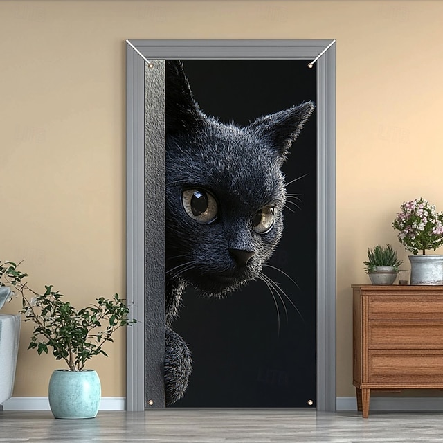 Cute Cats Door Decorations Door Covers Animal Hide and Seek Door ...