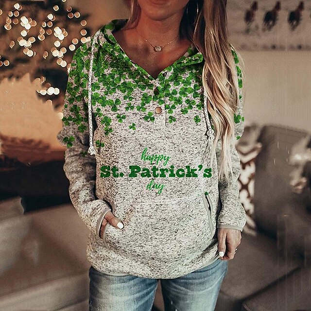 St. Patrick's Day 2026 Bishop Sleeve Hoodie Cartoon Manga Shamrock ...