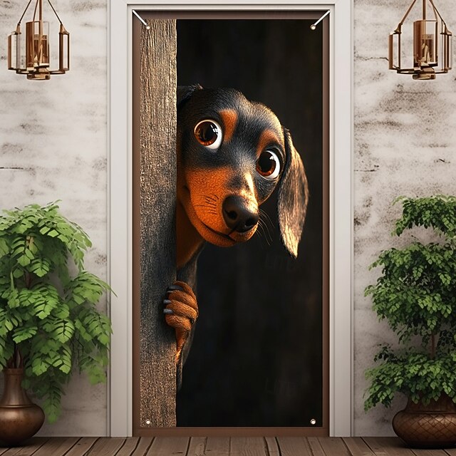 Cute Dogs Door Decorations Door Covers Animal Hide and Seek Door ...