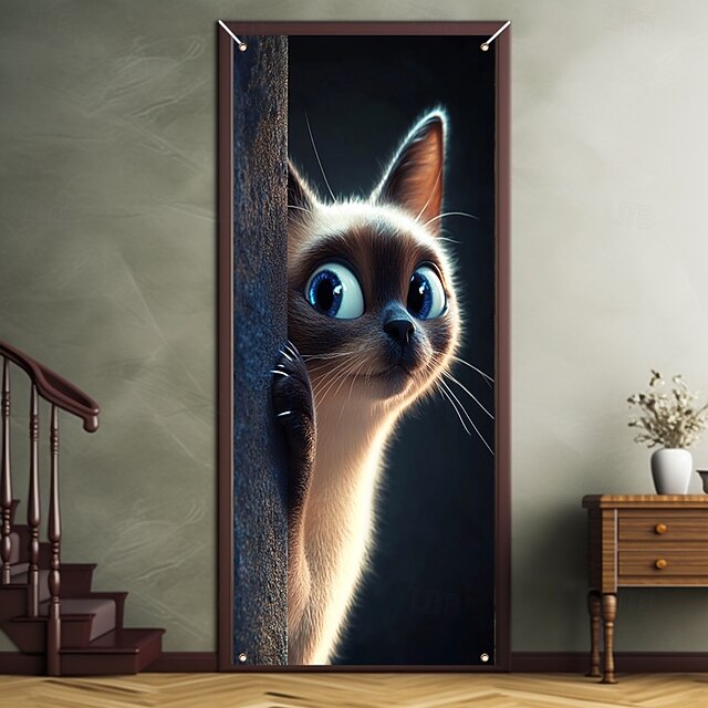 Cute Cats Door Decorations Door Covers Animal Hide and Seek Door ...