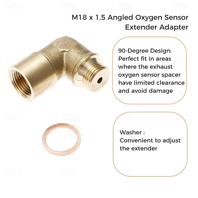 M18 x 1.5 Oxygen Sensor Spacer Extender Adapter 90 Degree Brass ...