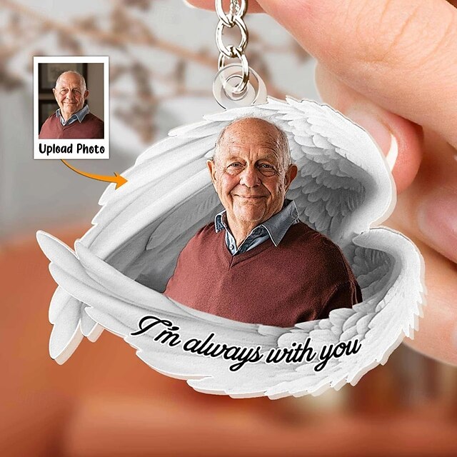 Personalized Acrylic Memorial Photo Keychain, Custom Keychain Sympathy ...