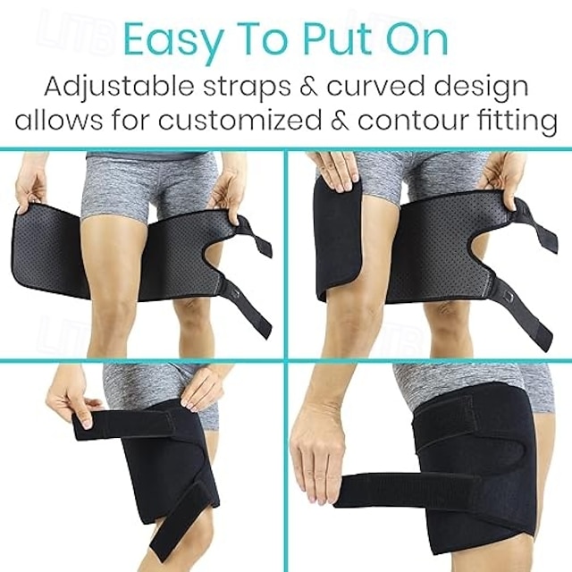Thigh Brace - Hamstring Quad Wrap - Adjustable Compression Sleeve ...