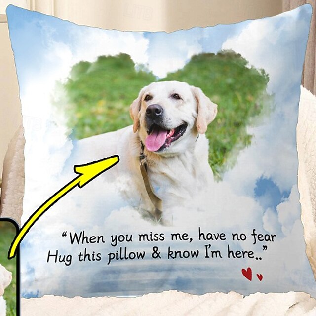 Custom Pillow Cover Pet Photo Personalized Memorial Throw Pillow ...