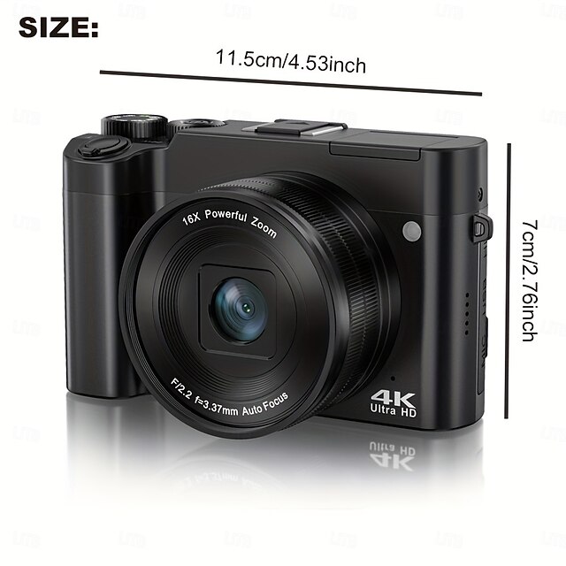 4K Ultra HD Digital Camera - 64MP Dual Cameras Auto Focus & Anti-Shake ...