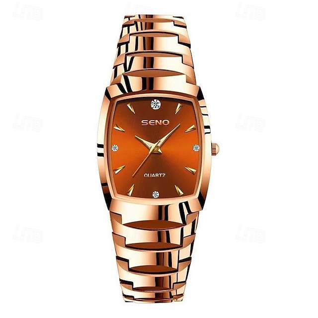 Retro Dial Men'S Business Watch Night Light Luxury Coffee Gold Square ...