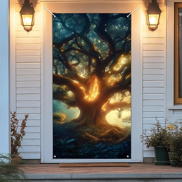 Tree of Life Door Covers Mural Decor Door Tapestry Door Curtain ...