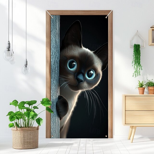 Cute Cats Door Decorations Door Covers Animal Hide and Seek Door ...