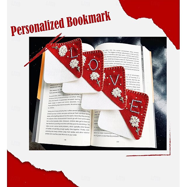 Personalized Hand Embroidered Corner Bookmark, 26 Letters Cute Flower ...