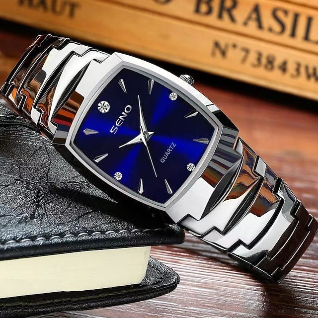 Retro Dial Men'S Business Watch Night Light Luxury Coffee Gold Square ...