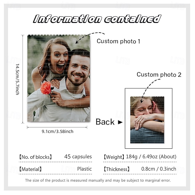 Personalized Photo Building Brick Puzzle Custom Custom Wedding Gift for ...