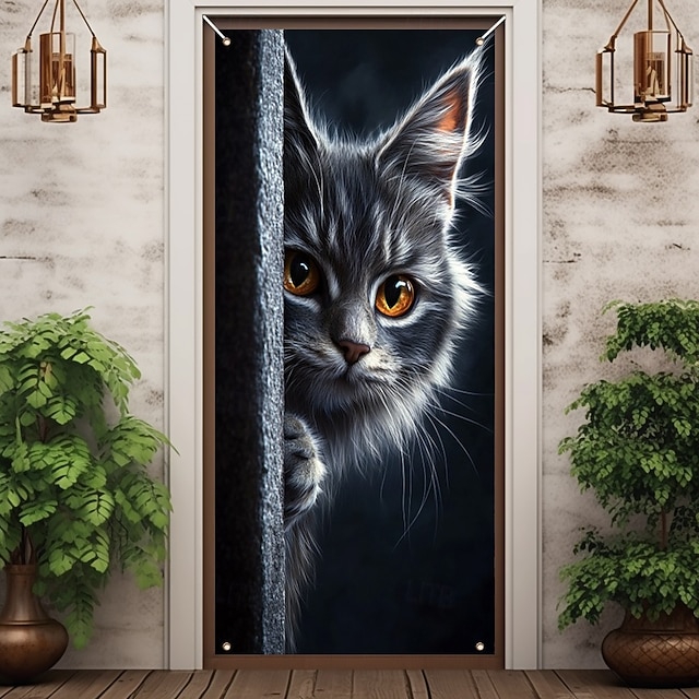 Cute Cats Door Decorations Door Covers Animal Hide and Seek Door ...