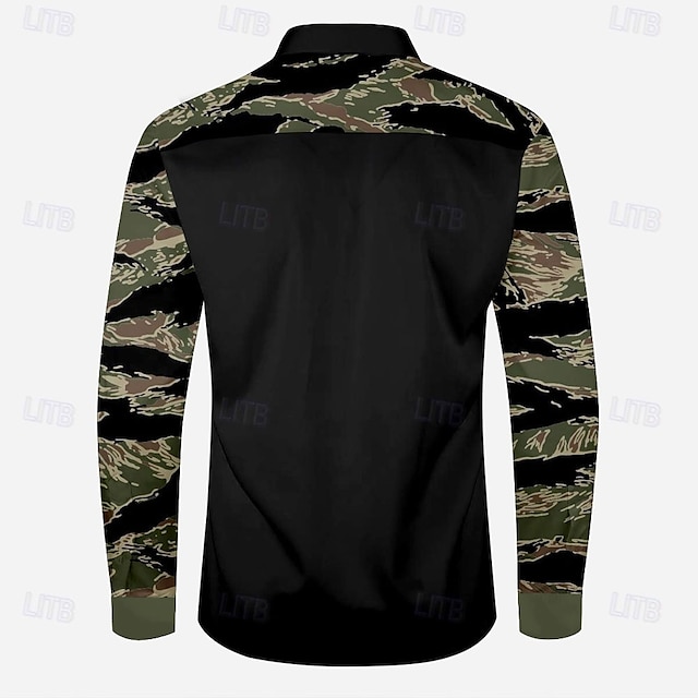 Men's Camo Camouflage Western Shirt Cowboy Shirt Long Sleeve Western ...