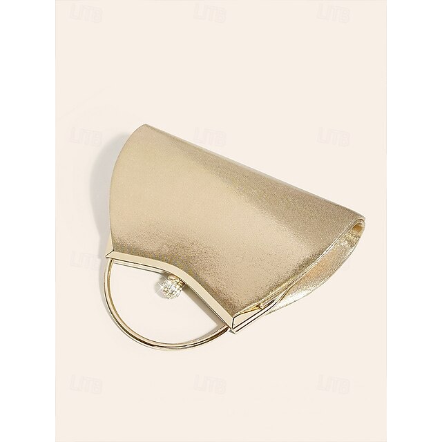 Women's Gold Pleated Evening Handbag with Crystal Clasp, Modern Luxury ...