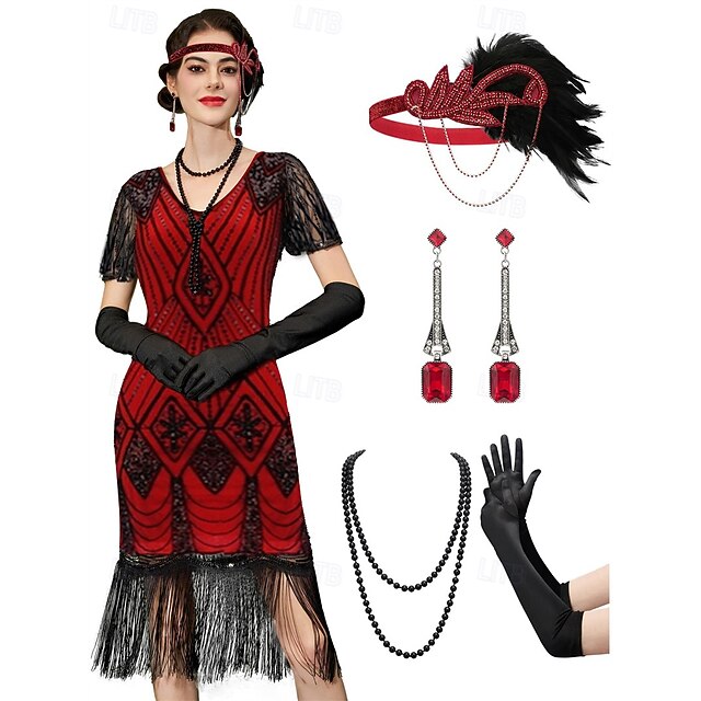 Roaring 20s 1920s Knee Length Flapper Dress Outfits Cocktail Dress ...