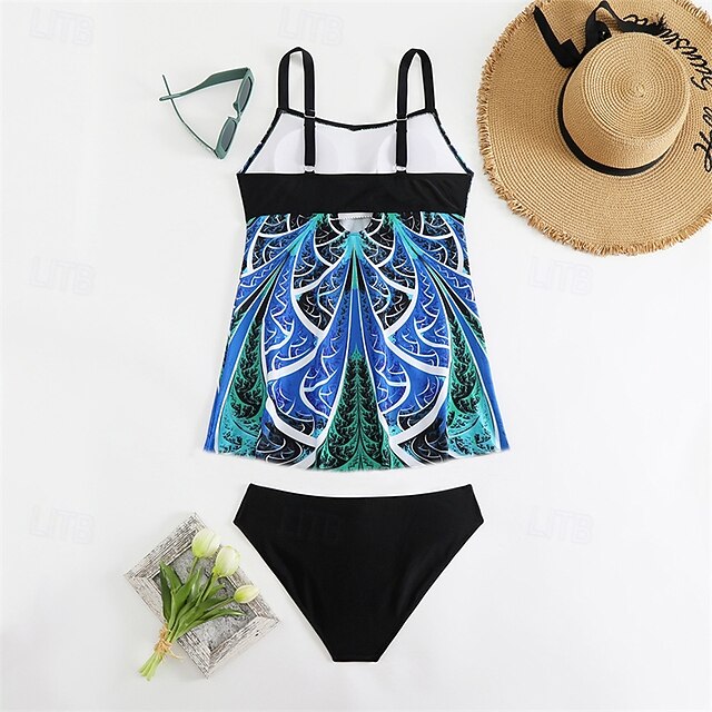 Women's Tankini Two Piece Swimsuit V Neck Swimwear Swimwear Yellow ...