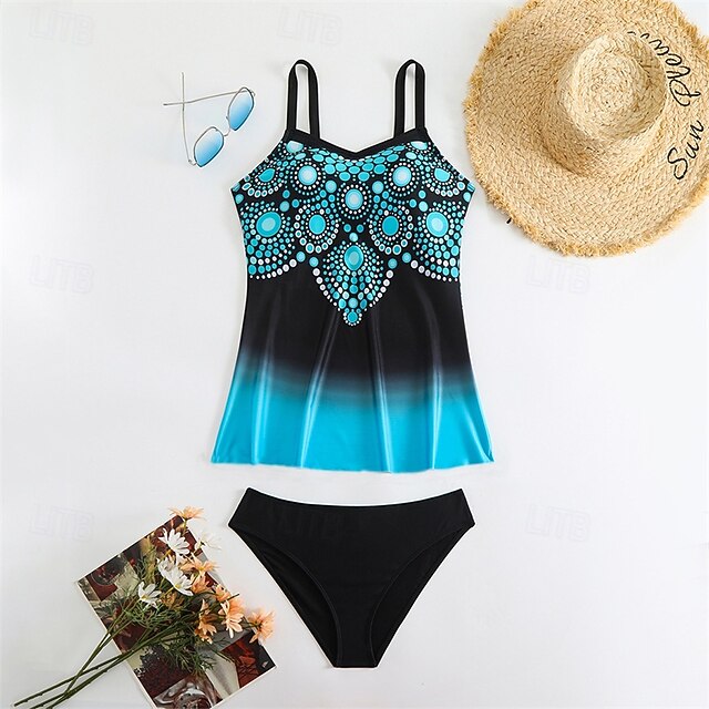 Women's Tankini Two Piece Swimsuit V Neck Swimwear Swimwear Yellow ...