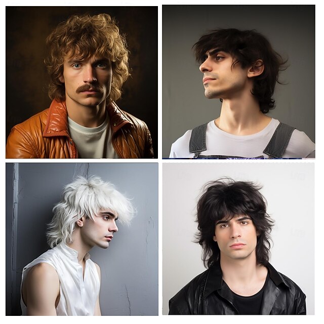 Mens Mullet Wigs for 70s 80s Costumes,Halloween Party Personality Accessory Cosplay Hair Wig ...
