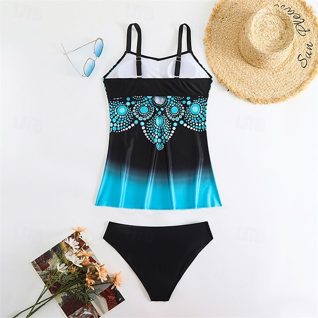 Women's Tankini Two Piece Swimsuit V Neck Swimwear Swimwear Yellow ...