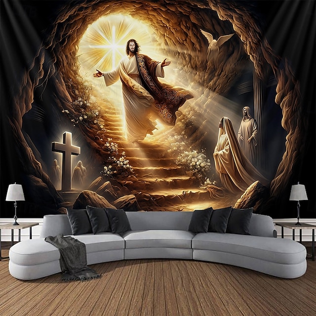 Hanging Tapestry Jesus Angel Wall Art Large Tapestry Mural Decor ...