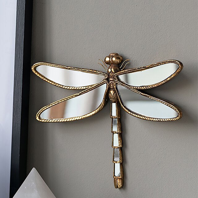 1PC A Light Luxury Retro Distressed Mirror Dragonfly-shaped Wall ...