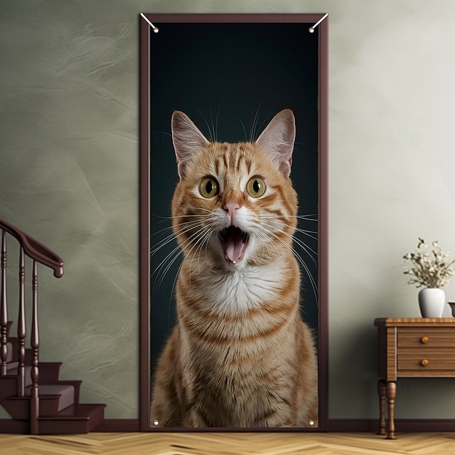 Cute Cats Door Decorations Door Covers Animal Hide and Seek Door ...