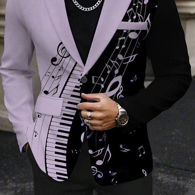 Men's Music Notes Shirt Button Up Shirt Long Sleeve Fashion Designer ...