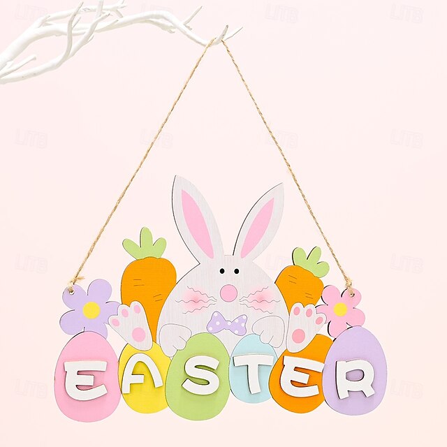 2 Pack Easter Decorations Wooden Letter Sign Ornaments Easter Bunny ...
