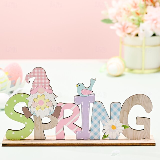 2 Pack Easter Decorations Wooden Letter Sign Ornaments Easter Bunny ...