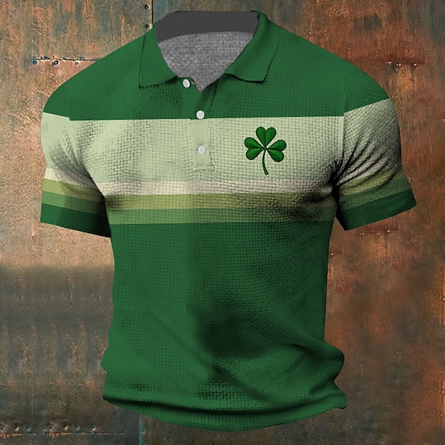 Men's Shamrock Waffle Polo Shirts Short Sleeve Polo Shirts Collared ...