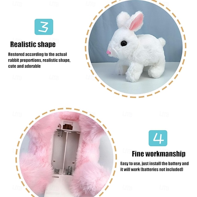 My Realistic Bunny Toy, Interactive Bunny Easter Decoration Realistic ...