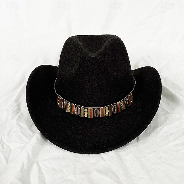 Metal Belt Western Cowboy Hat Men's Gentlemen Women Jazz Cowboy Hat ...