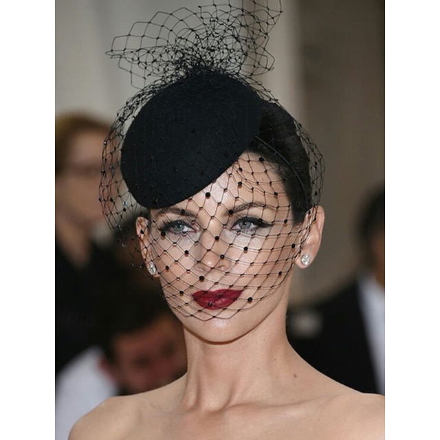 Headdress Tulle Fedora Hat Wedding Elegant Vintage With Tulle Headpiece ...