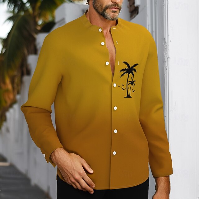 Men's Coconut Tree Tropical Plants Shirt Summer Hawaiian Shirt ...