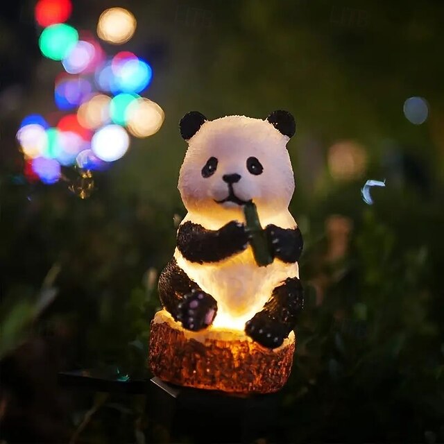 2pcs Panda and Owl Solar Garden Lights – LED Resin Crafts for Outdoor ...