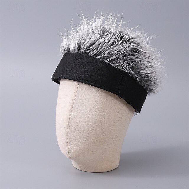 Men's Visor Hat with Spiked Wigs Fake Hair Visor Wig Men Sun Hat Wig ...