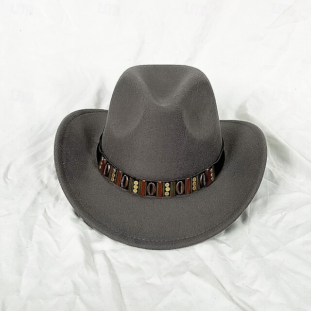 Metal Belt Western Cowboy Hat Men's Gentlemen Women Jazz Cowboy Hat ...