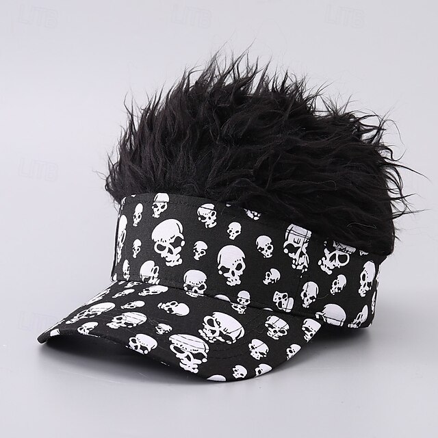 Men's Visor Hat with Spiked Wigs Fake Hair Visor Wig Men Sun Hat ...