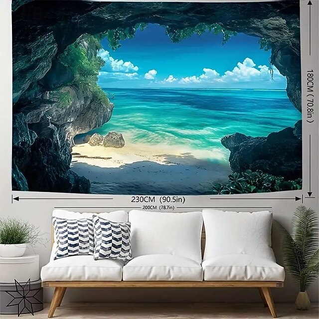 Landscape Ocean Cave Hanging Tapestry Wall Art Large Tapestry Mural ...