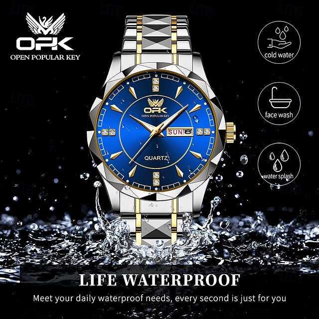 OPK Luxury Brand Watch Stainless Steel Business Double Calendar ...