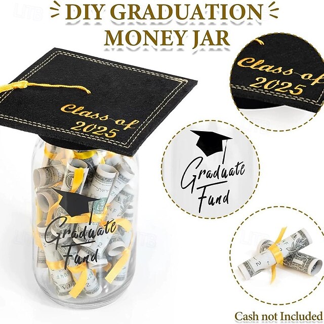 Graduation Gifts 2025, Graduate Fund Mason Jar with Felt Hat, Unique ...