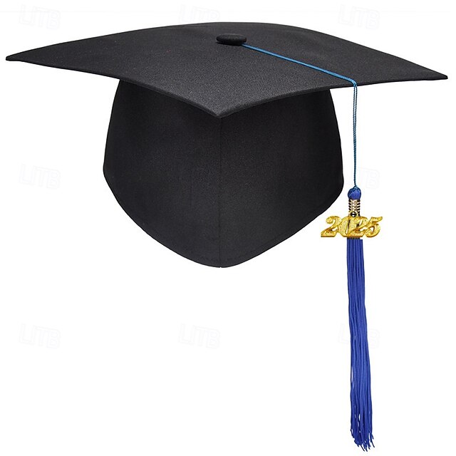 Graduation Cap with 2025 Tassel, Black Bachelor Master Doctoral Cap for ...