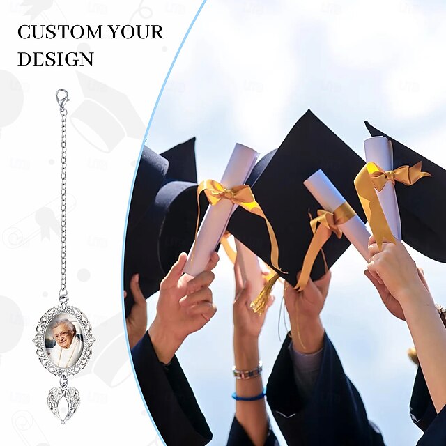 Breloque photo personnalisée avec pompon de remise de diplôme, cadeau ...